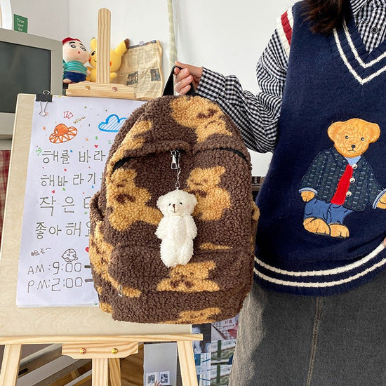 Cute Fluffy School Backpack - Pastel Kitten