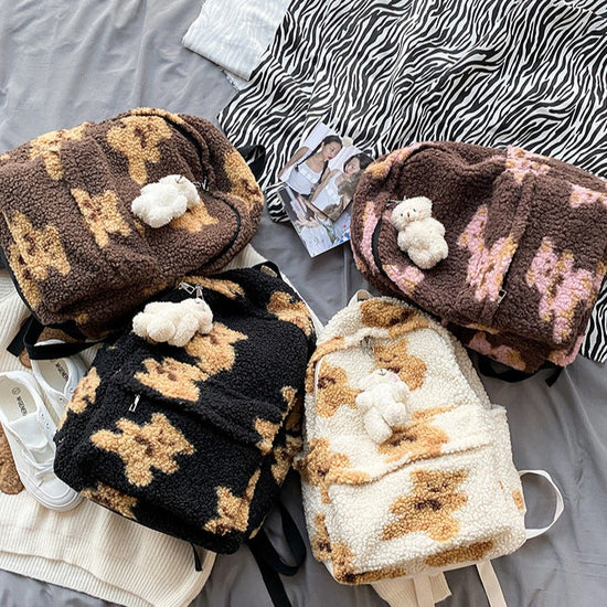 Cute Fluffy School Backpack - Pastel Kitten