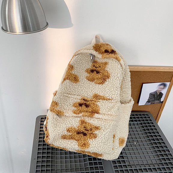 Cute Fluffy School Backpack - Pastel Kitten