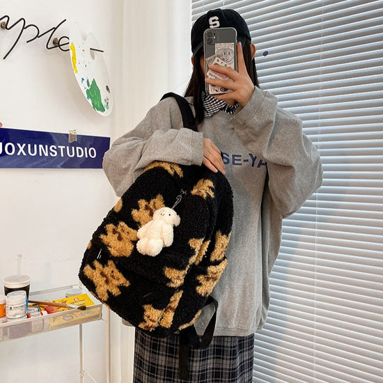 Cute Fluffy School Backpack - Pastel Kitten