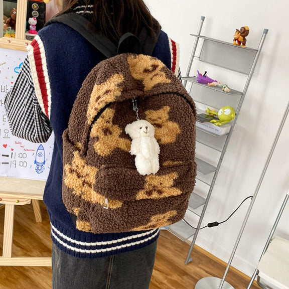 Cute Fluffy School Backpack - Pastel Kitten