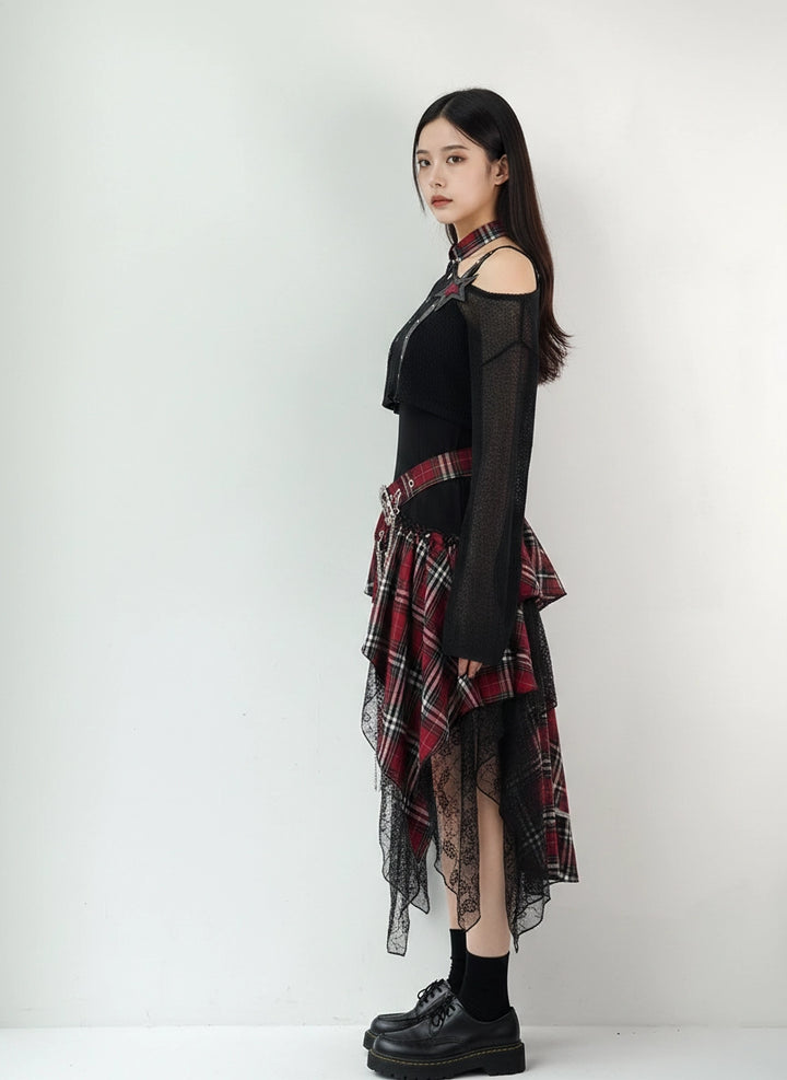 Cute Goth Outfit Set - Top & Dress - Pastel Kitten