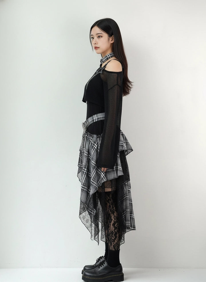 Cute Goth Outfit Set - Top & Dress - Pastel Kitten