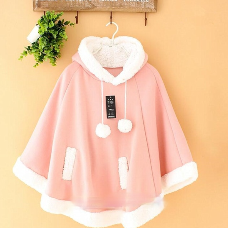 Japanese Poncho Coat - Pastel Kitten
