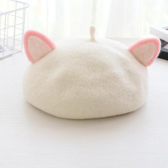 Cute Beret Cap - Pastel Kitten