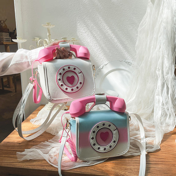 Vintage Telephone Shaped Shoulder Bag - Pastel Kitten
