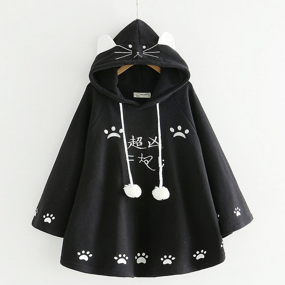 Kawaii Cat Ears Poncho Coat - Pastel Kitten