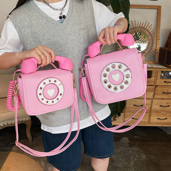 Vintage Telephone Shaped Shoulder Bag - Pastel Kitten