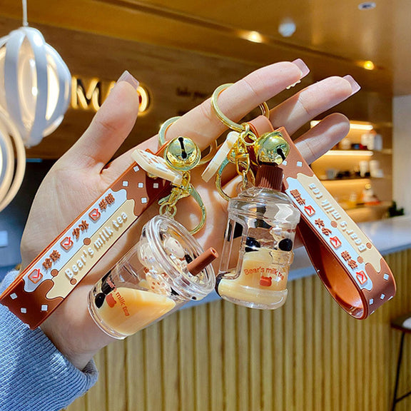 Cute Milk Tea Keychain - Pastel Kitten